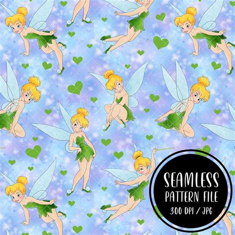 Tinkerbell Seamless Pattern Digital Paper Background Download  Etsy