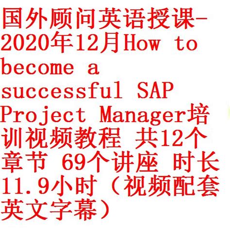 国外顾问英语授课 2020年12月how To Become A Successful Sap Project Manager培训视频教程 共
