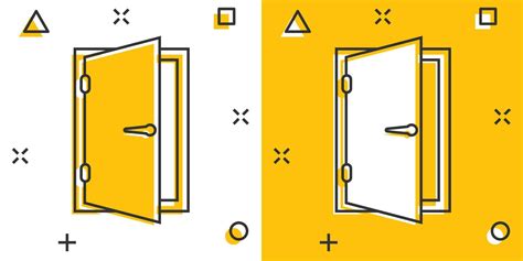 Vector Cartoon Door Icon In Comic Style Exit Sign Illustration Pictogram Open Door Business