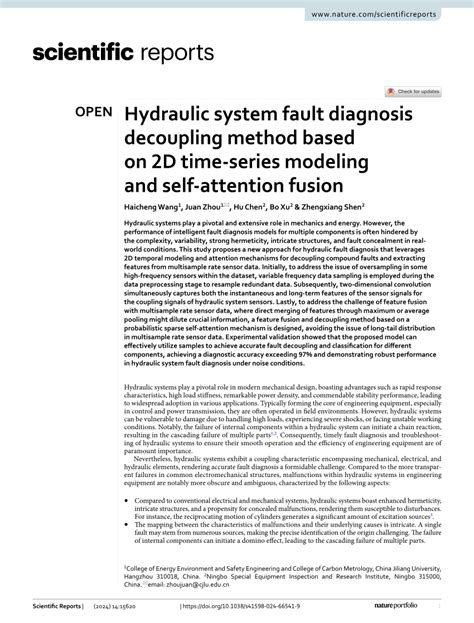 Pdf Hydraulic System Fault Diagnosis Decoupling Method Based On 2d