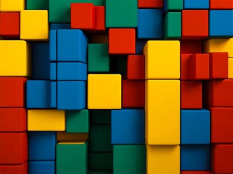 Premium Photo Playful Rainbow Wall Made From Colorful Plastic Building Blocks Of Various