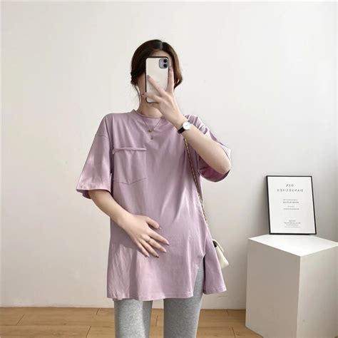 Badu Bg Бременна жена лятна плътна тениска за кърмачки тениска с къс ръкав дрехи за кърмене