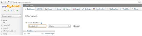cara membuat database dan user di xampp