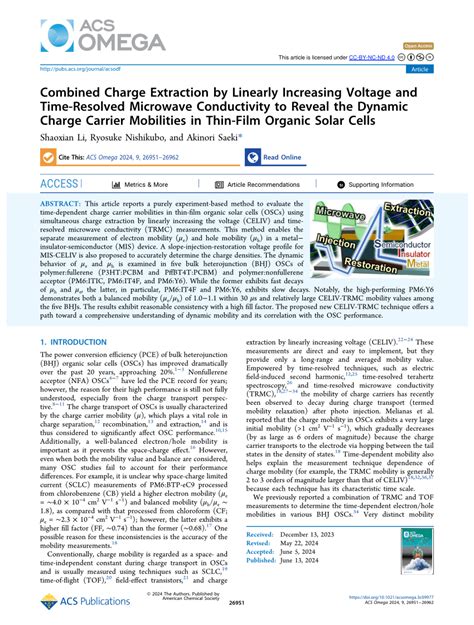 Pdf Combined Charge Extraction By Linearly Increasing Voltage And Time Resolved Microwave