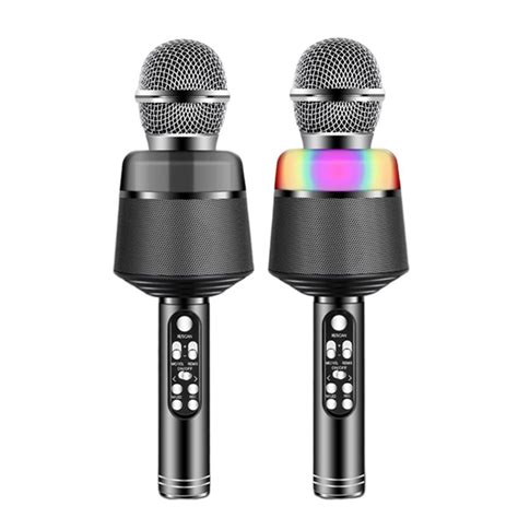 Microphone Bluetooth And Wireless With Flashing Lights Portable Handhold Mic Speaker Q