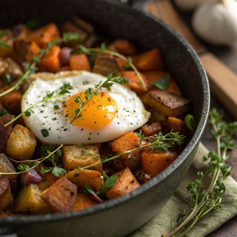 Root Vegetable “hash” With Duck Egg And Fresh Herbs Morimadz