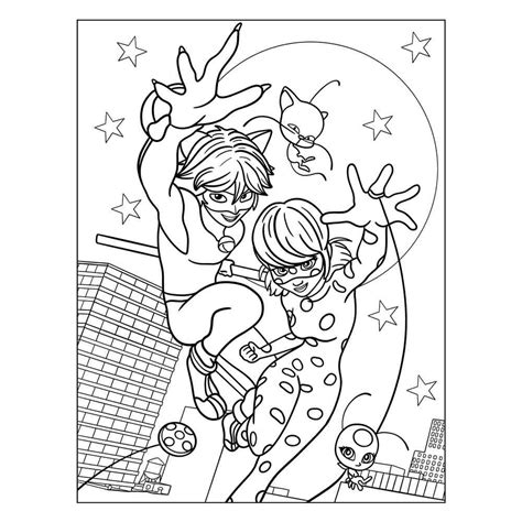 Раскраска Чудесная Леди Баг и Супер Кот распечатать раскраски для детей