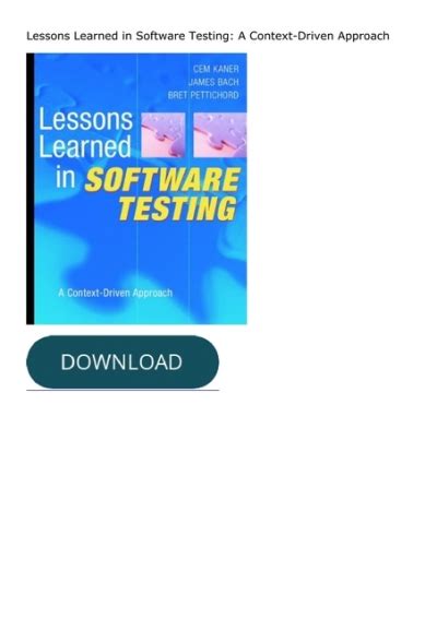 READ PDF Lessons Learned In Software Testing A Context Driven Approach