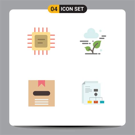 4 Thematic Vector Flat Icons And Editable Symbols Of Cpu E Plant Technology Presentation