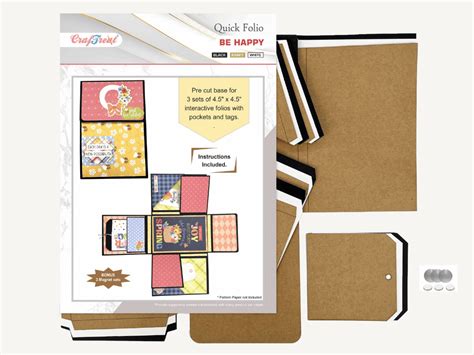 Craftreat Scrapbook Blank Quick Folio Be Happy Black Kraft And White