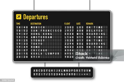 출발 및 도착 보드 항공사 점수 판 기계 분할 플랩 디스플레이 공항의 비행 정보 표시 시스템 숫자와 공항 스타일 알파벳 공항에 대한 스톡 벡터 아트 및 기타 이미지 Istock