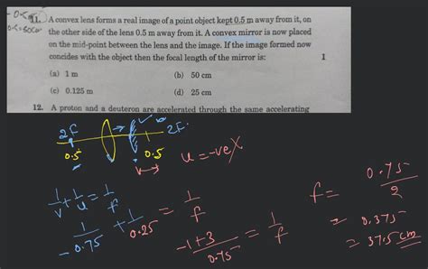 O A Convex Lens Forms A Real Image Of A Point Object Kept Math