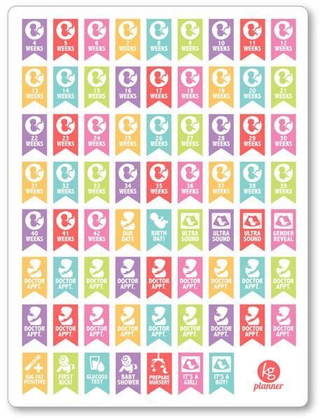 Colorful Pregnancy Planner Stickers Set