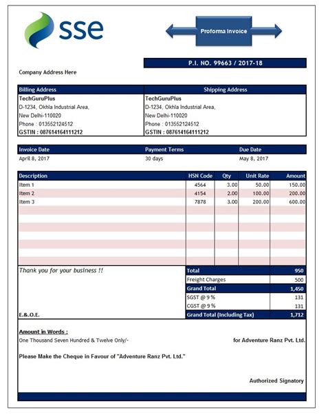 6 Proforma Invoice Template