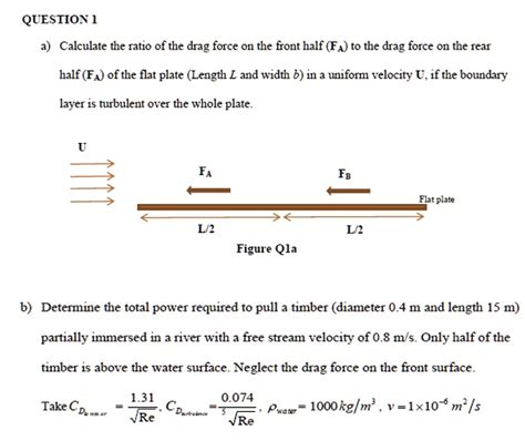 A Calculate The Ratio Of The Drag Force On The Front Half F To The Drag Force On The Rear