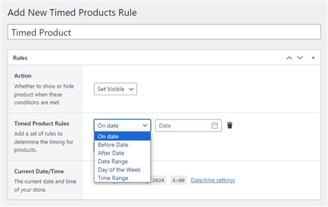 how to create timed products orderable