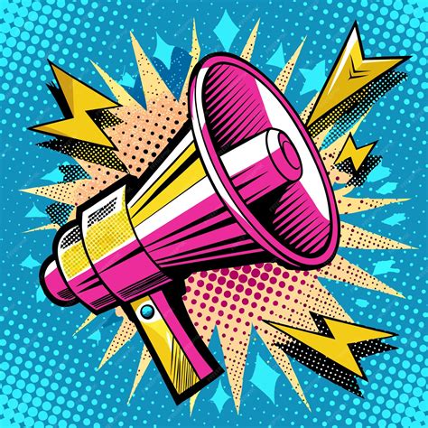 Ilustración Vectorial Retro De Arte Pop De Megáfono Imitación Al Estilo