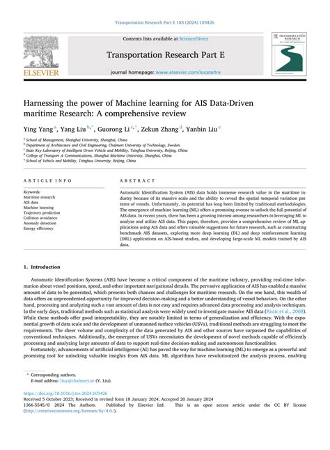 Pdf Harnessing The Power Of Machine Learning For Ais Data Driven Maritime Research A