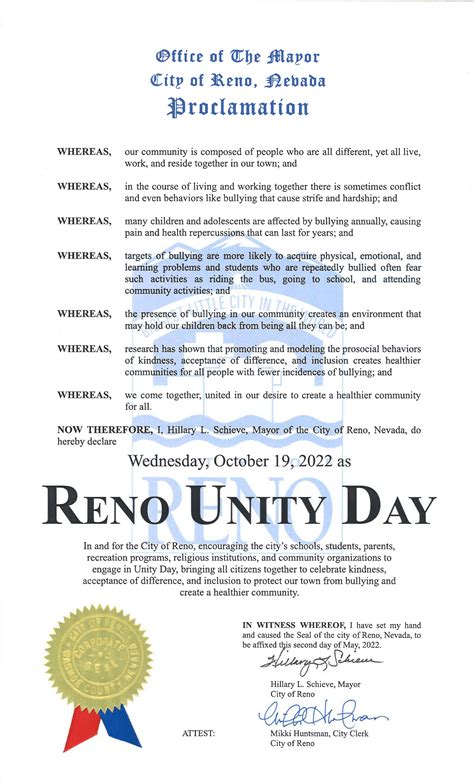 Nevada Pep Receives Five Proclamations For Unity Day 2022 Nevada Pep