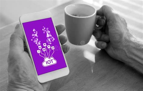 Iot Concept On A Smartphone Stock Photo Image Of Connecting Communication