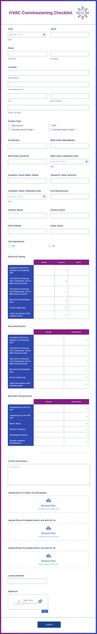 Hvac Commissioning Ai Agent Template Jotform