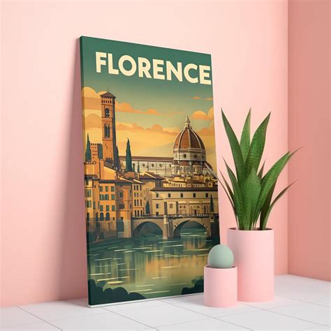 Florence Italy Poster Vintage Art Print Rolled Wall Decor Travel