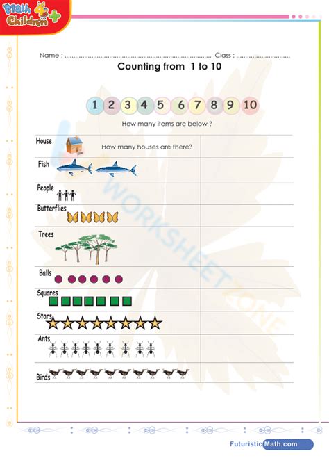 Counting Objects From To Worksheet