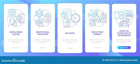 Break Social Media Addiction Blue Gradient Onboarding Mobile App Screen