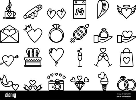 Valentine Icon Set Bold Outline Design With Editable Stroke Width Vector Illustration Stock