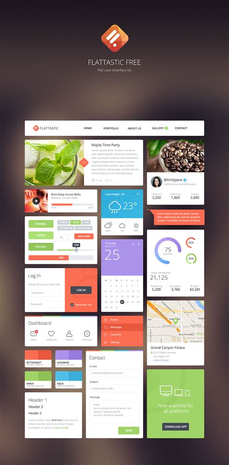 Flattastic Flat User Interface Kit Psd Design You Trust — Design