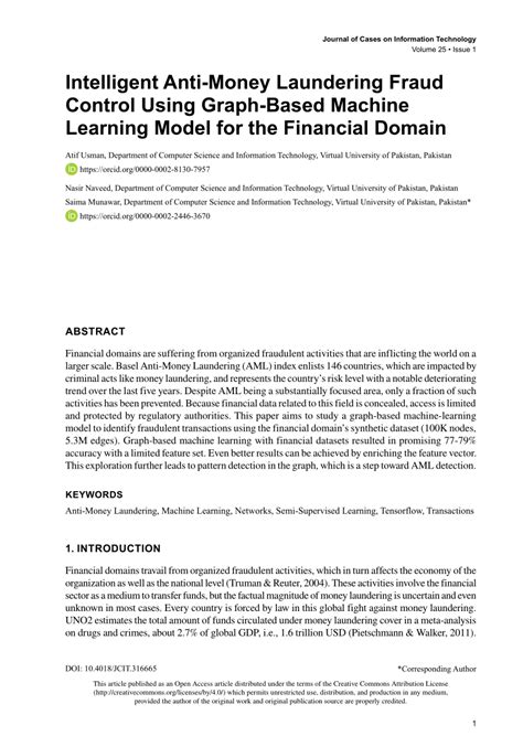 Pdf Intelligent Anti Money Laundering Fraud Control Using Graph Based Machine Learning Model