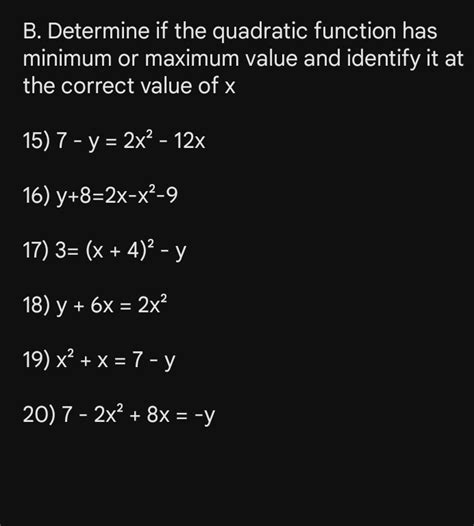 B Determine If The Quadratic Function Has StudyX
