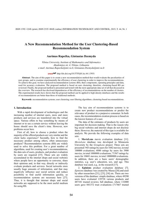 pdf a new recommendation model for the user clustering based