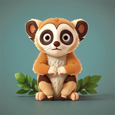 Premium Photo Cute Slow Loris Folded Arms Cartoon Illustration