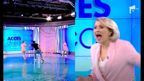 ტელევიზიის წამყვანს პირდაპირ ეთერში შიშველი ქალი შეუვარდა და ქვა ესროლა Youtube