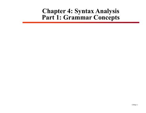 Syntax Analysis Grammar Concepts