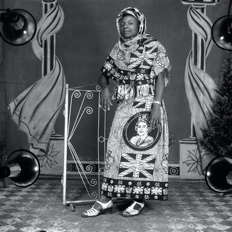 Woman In Mbouda Cameroon Wearing A Batik Fabric Marking The Silver Jubilee Of Queen Elizabeth