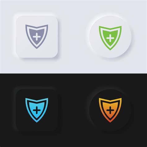 Shield Icon Set Multicolor Neumorphism Button Soft UI Design For Web Design Application UI And