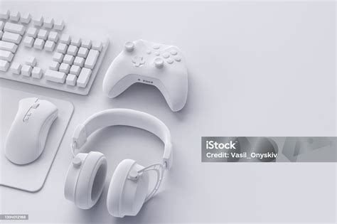 마우스 키보드 조이스틱 헤드셋과 같은 게이머 작업 공간과 기어의 최고 보기 0명에 대한 스톡 사진 및 기타 이미지 0명 Brand Name Video Game E