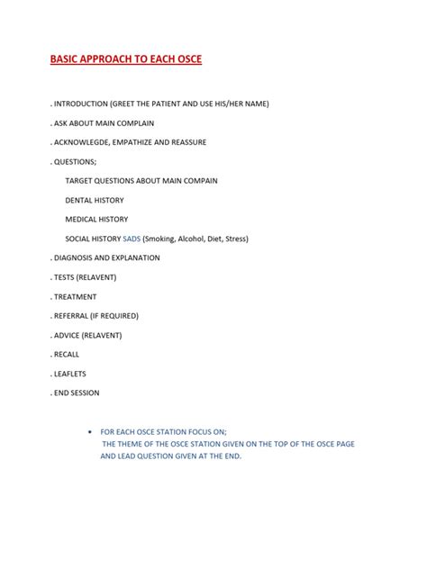 Basic Approach To Each Osce Pdf Diseases And Disorders Clinical Medicine