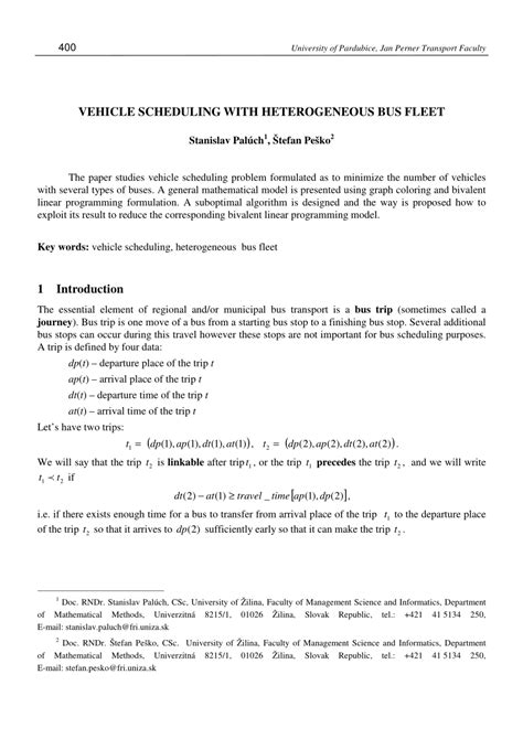 Pdf Vehicle Scheduling With Heterogeneous Bus Fleet