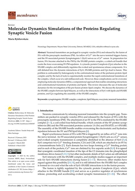 Pdf Molecular Dynamics Simulations Of The Proteins Regulating Synaptic Vesicle Fusion