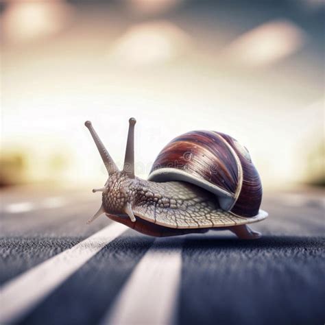 Snail Racer On The Race Track At A Higher Speed Generative Ai Stock