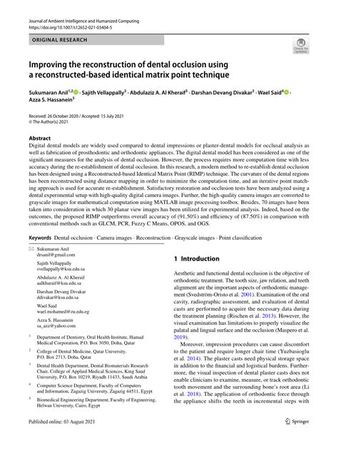 Pdf Improving The Reconstruction Of Dental Occlusion Using A Reconstructed Based Identical
