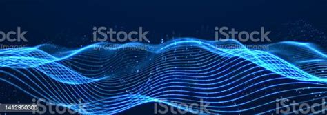 어두운 배경에 아름다운 곡선 파도 디지털 기술 배경 네트워크 개념입니다 3d 0명에 대한 스톡 사진 및 기타 이미지 0명