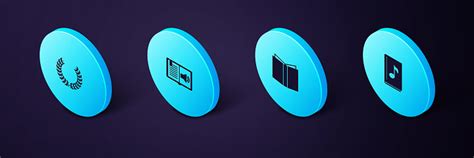 아이소 메트릭 오디오 북 열기 및 월계관 아이콘을 설정합니다 벡터 3차원 형태에 대한 스톡 벡터 아트 및 기타 이미지 3차원 형태 개념 공부 Istock