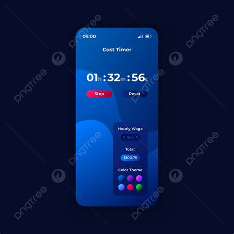 Cost Timer App Smartphone Interface Vector Template Produktivitas
