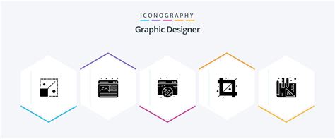 Graphic Designer 25 Glyph Icon Pack Including Blueprints Designing Tool Design Crop Tool Web