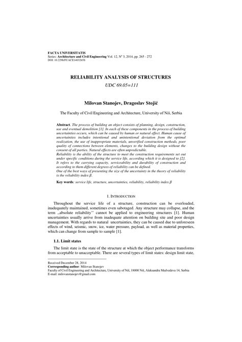 PDF Reliability Analysis Of Structures
