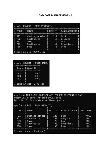 database management 1 2 output pdf